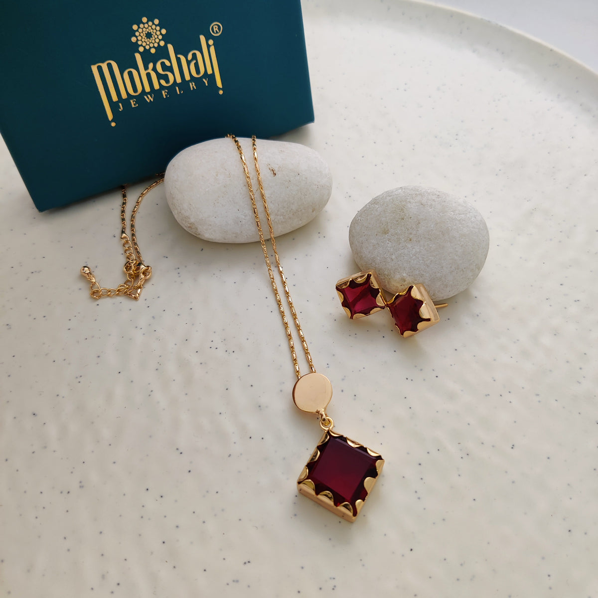 “Ruby Reverie” E&P set – Mokshali Jewelry